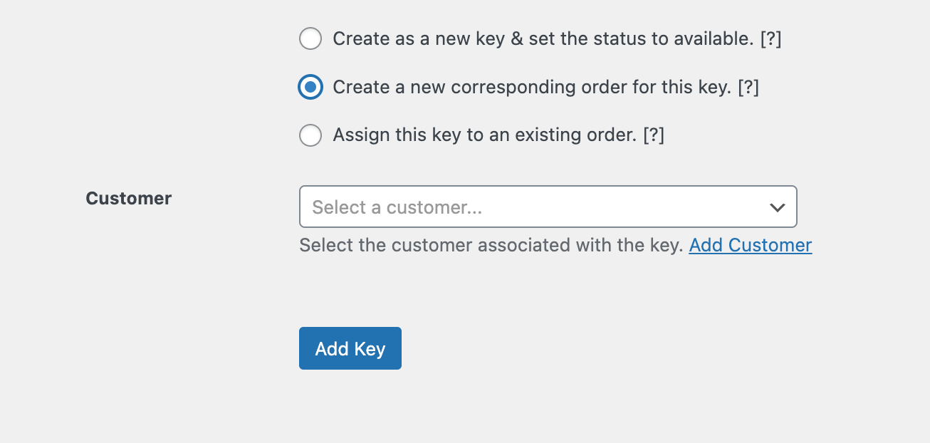 How to Add a Key - WC Key Manager