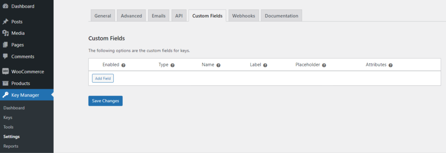 How to Add Custom Field - WC Key Manager