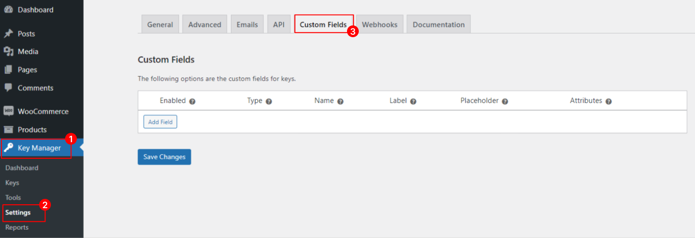 How to Add Custom Field - WC Key Manager