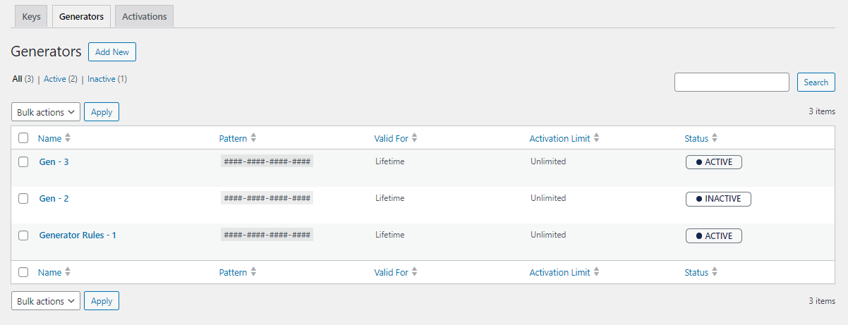 Managing Generator - WC Key Manager