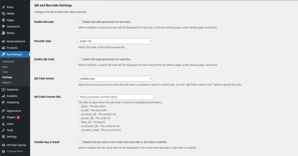 How To Enable QR and Barcode - WC Key Manager